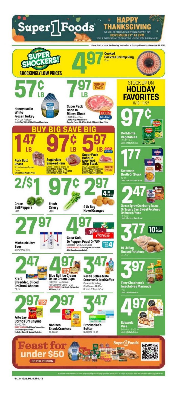 Super 1 Foods Weekly Ad Nov 19 – Nov 27, 2025 (Thanksgiving Promotion ...