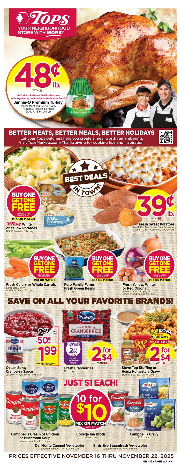 Tops Weekly Ad Nov 16 – Nov 22, 2025 (Thanksgiving Promotion Included)