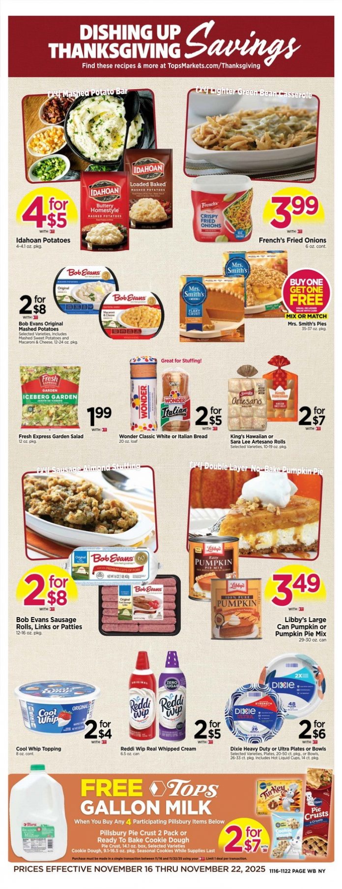 Tops Weekly Ad Nov 16 – Nov 22, 2025 (Thanksgiving Promotion Included)