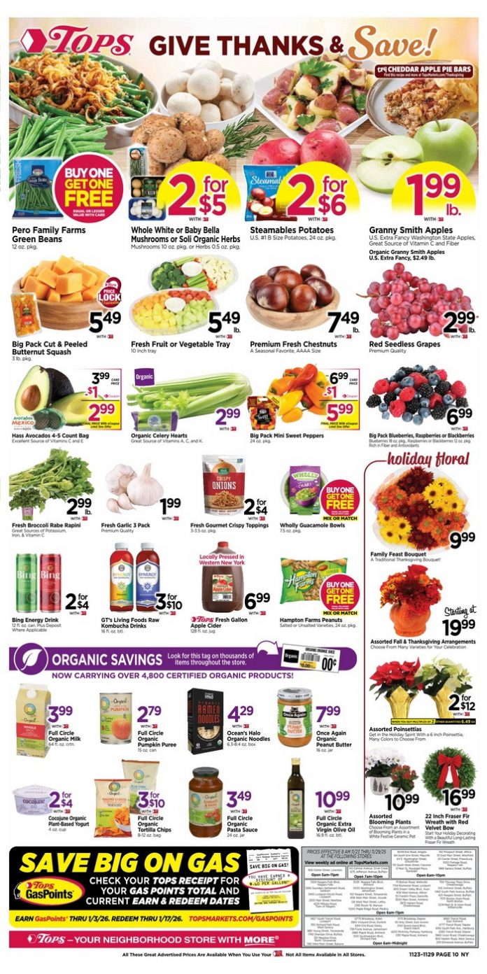 Tops Weekly Ad Nov 23 – Nov 29, 2025 (Thanksgiving Promotion Included)