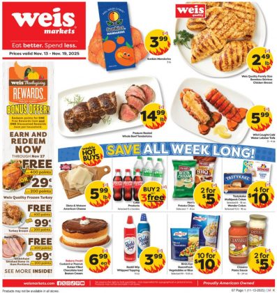Weis Markets Weekly Ad Nov 13 – Nov 19, 2025 (Thanksgiving Promotion ...