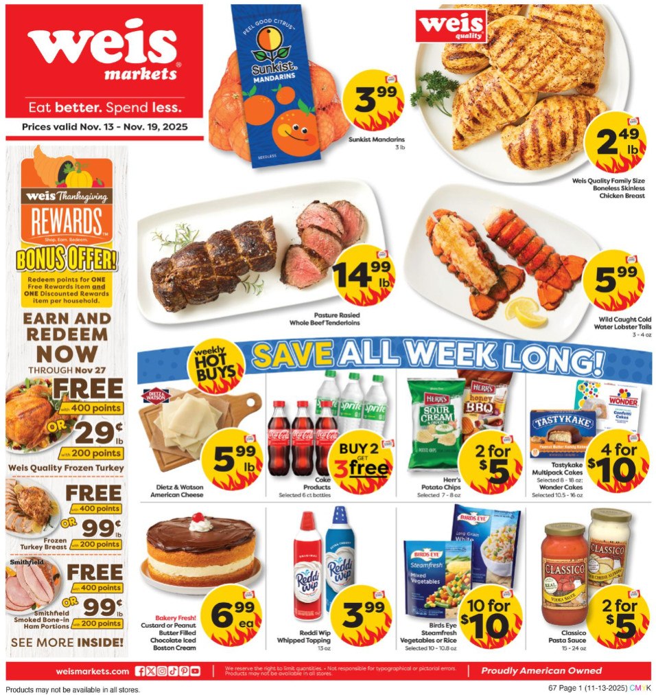 Weis Markets Weekly Ad Nov 13 – Nov 19, 2025 (Thanksgiving Promotion ...