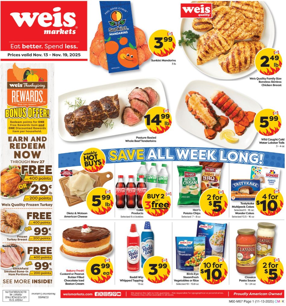 Weis Markets Weekly Ad Nov 13 – Nov 19, 2025 (Thanksgiving Promotion ...