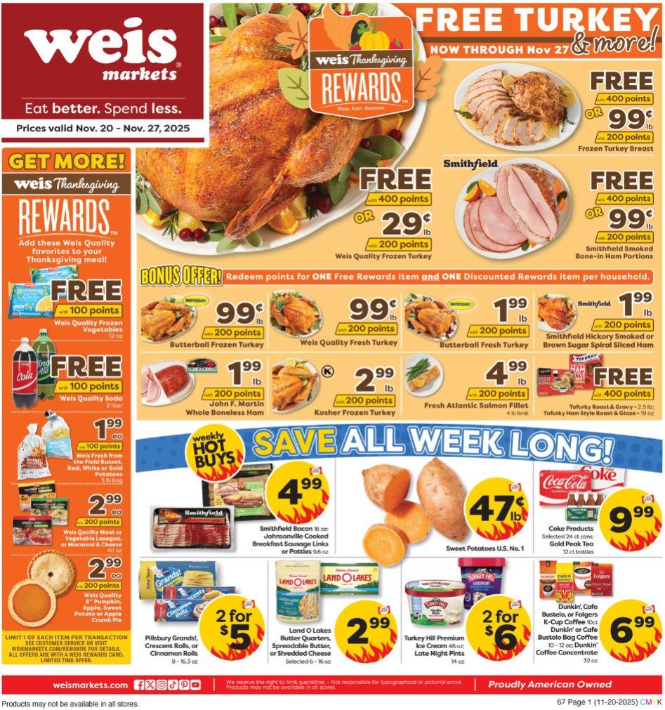 Weis Markets Weekly Ad Nov 20 – Nov 27, 2025 (Thanksgiving Promotion ...
