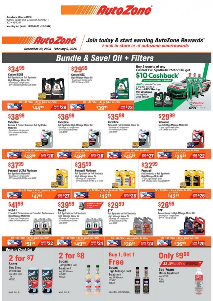 AutoZone Monthly Ad Dec 30, 2025 – Feb 06, 2026
