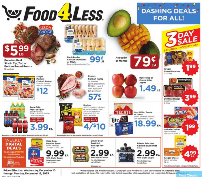 Food 4 Less Weekly Ad Dec 10 – Dec 16, 2025