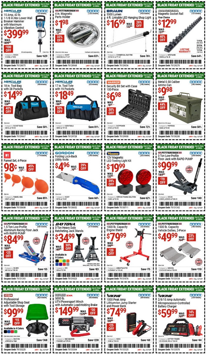 Harbor Freight Black Friday Extended Coupon Sale Dec 02 – Dec 07, 2025