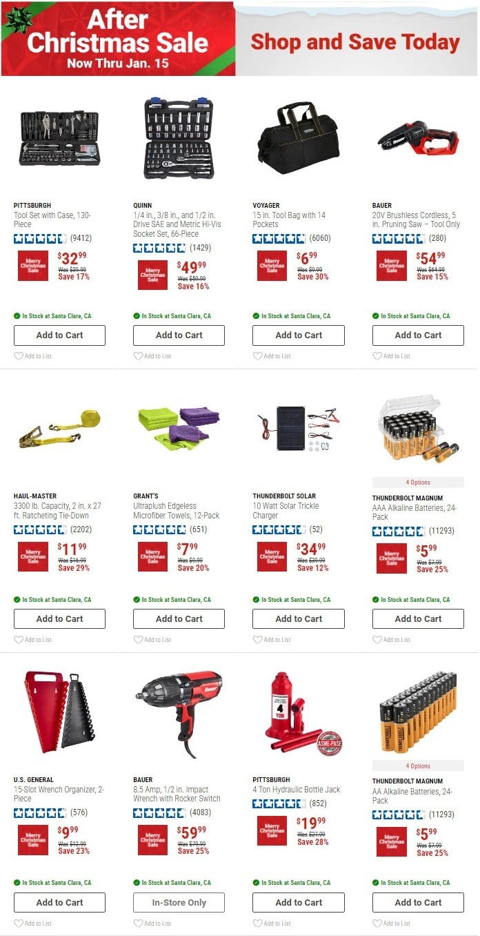 Harbor Freight After Christmas Sale Dec 26, 2025 – Jan 15, 2026