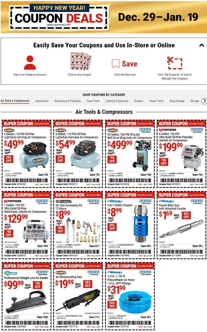 Harbor Freight New Year Coupon Sale Dec 29, 2025 – Jan 19, 2026
