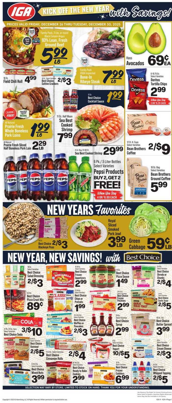 IGA Weekly Ad Dec 26 – Dec 30, 2025 (New Year Promotion Included)