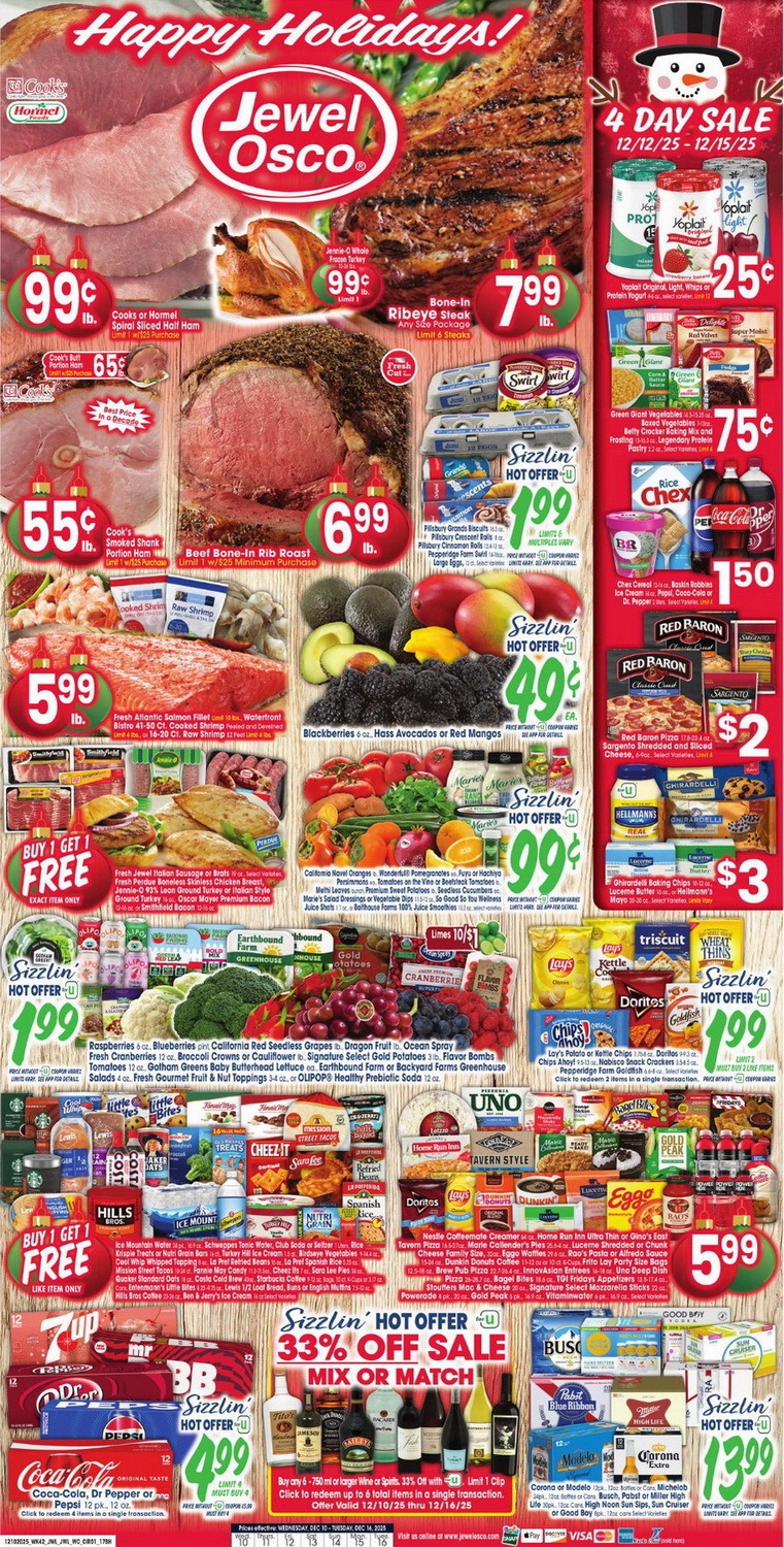 Jewel Osco Weekly Ad Dec 10 – Dec 16, 2025 (Christmas Promotion Included)