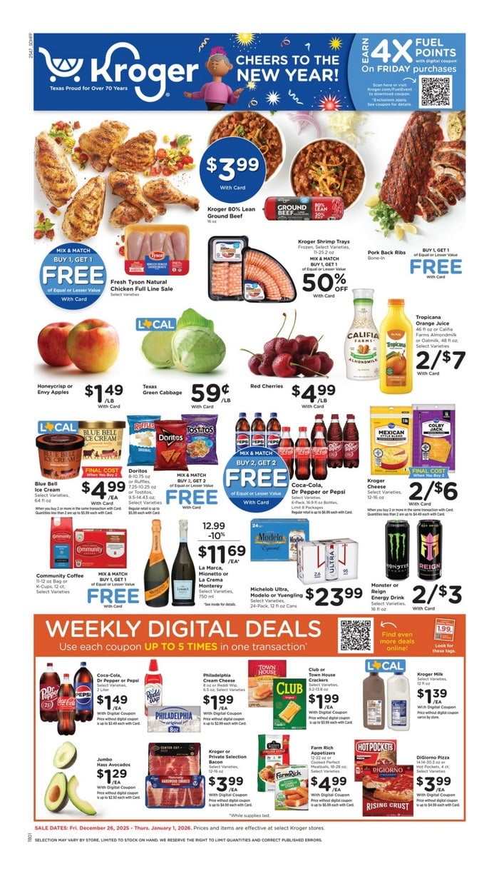 Kroger Weekly Ad Dec 26, 2025 – Jan 01, 2026 (New Year Promotion Included)
