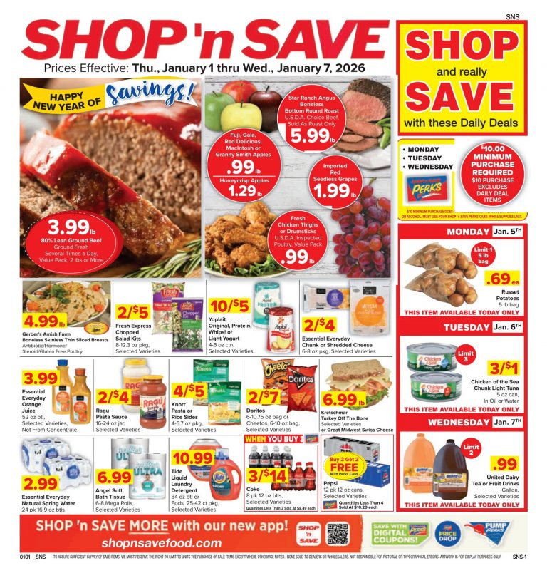SHOP 'n SAVE Weekly Ad Jan 01 – Jan 07, 2026 (New Year Promotion Included)