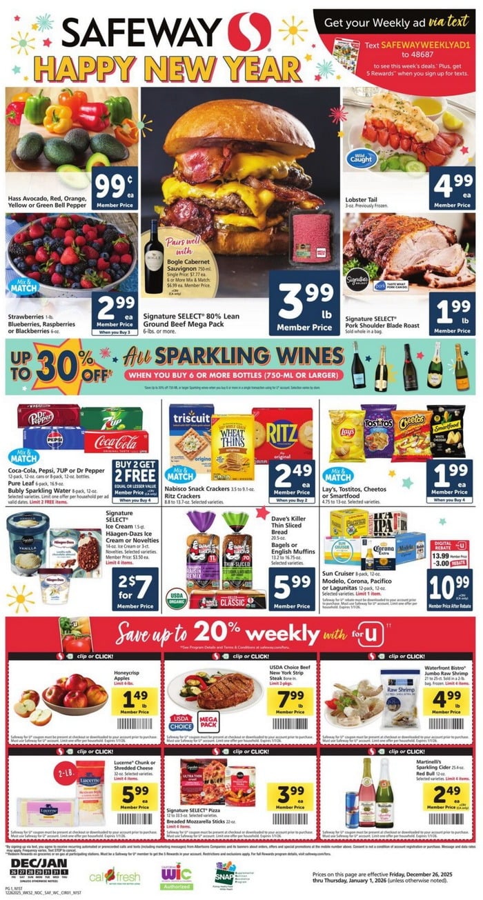 Safeway Weekly Ad Dec 26, 2025 – Jan 01, 2026 (New Year Promotion Included)