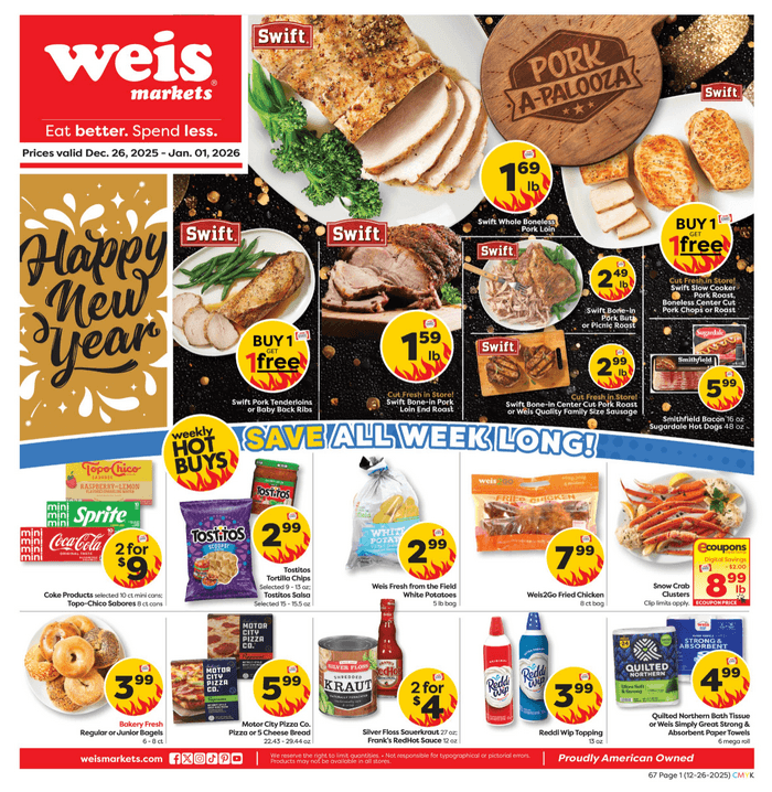 Weis Markets Weekly Ad Dec 26 – Jan 01, 2026