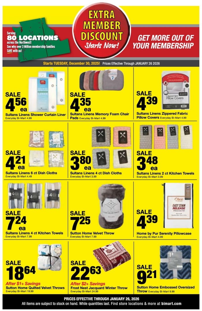 Bi-Mart Extra Member Discount Dec 30, 2025 – Jan 29, 2026