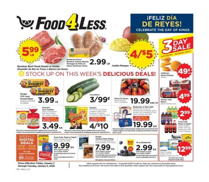 Food 4 Less Weekly Ad Jan 02 – Jan 06, 2026