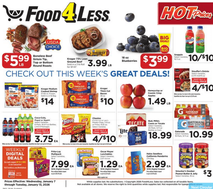 Food 4 Less Weekly Ad Jan 07 – Jan 13, 2026