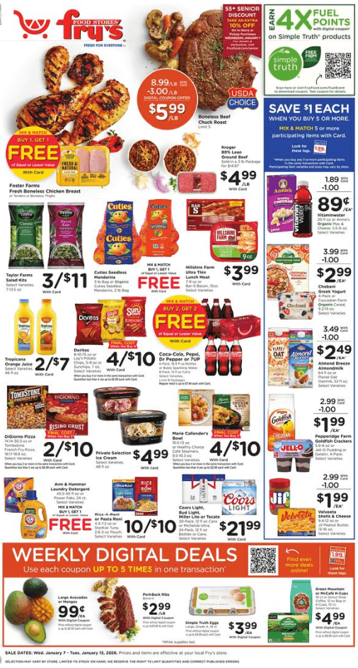 Fry's Food Weekly Ad Jan 07 – Jan 13, 2026
