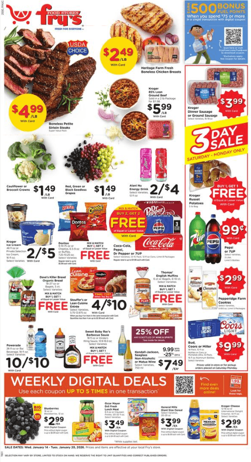 Fry's Food Weekly Ad Jan 14 – Jan 20, 2026