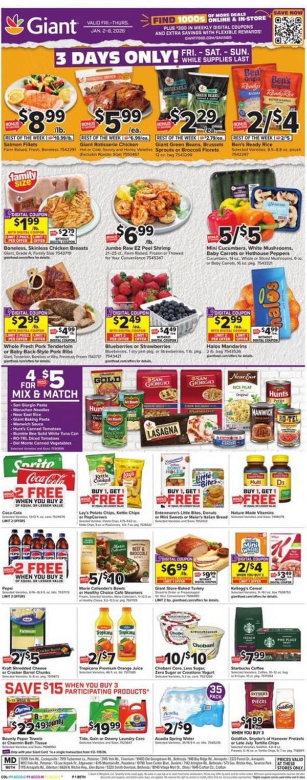 Giant Food Weekly Ad Jan 02 – Jan 08, 2026
