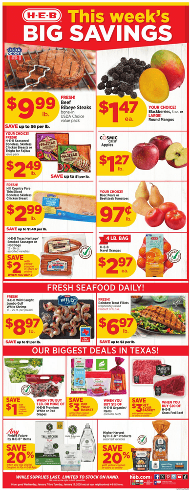 HEB Weekly Ad Jan 07 – Jan 13, 2026