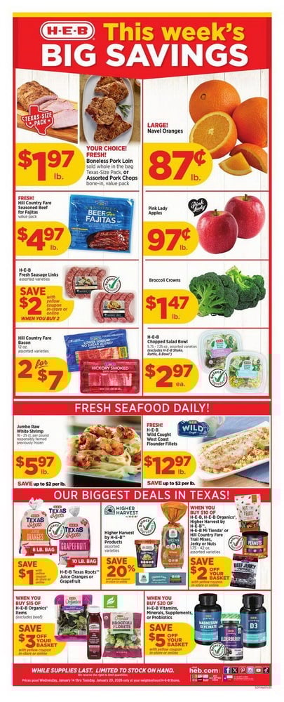 HEB Weekly Ad Jan 14 – Jan 20, 2026