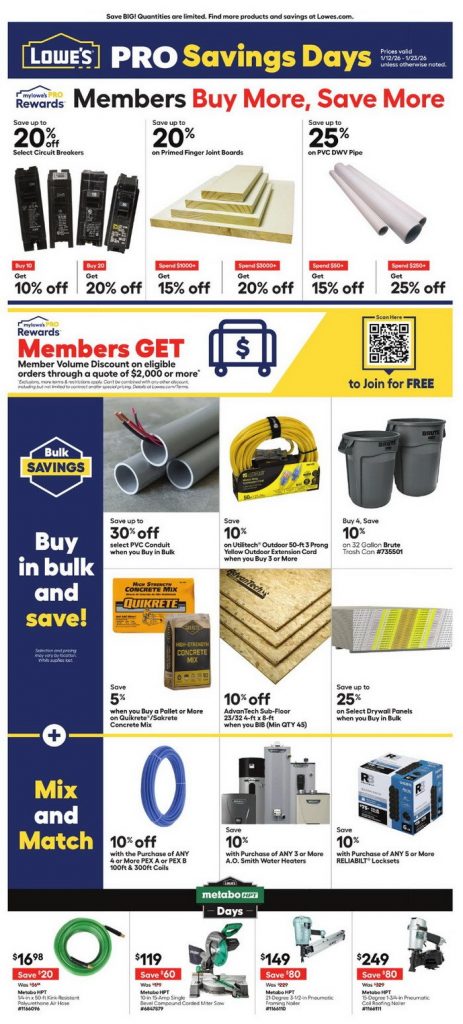 Lowe's Pro Ad Jan 12 – Jan 23, 2026