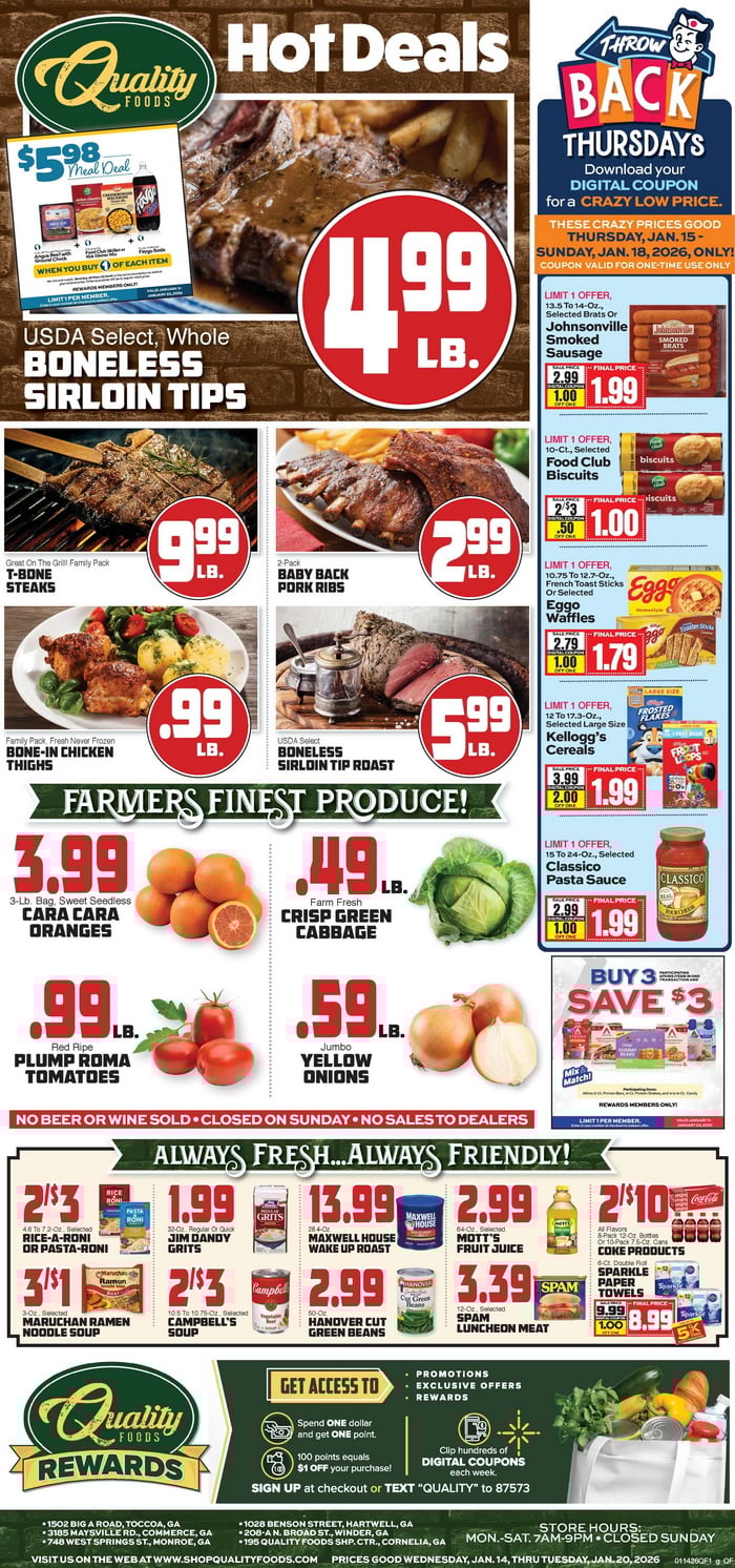 Quality Foods Weekly Ad Jan 14 – Jan 20, 2026