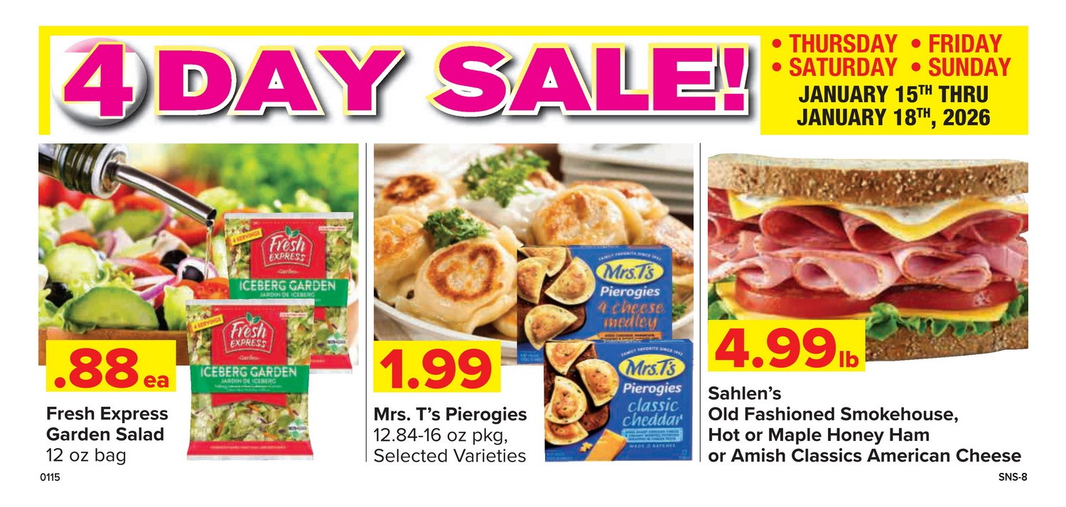 SHOP 'n SAVE 4 DAY SALE Jan 15 – Jan 18, 2026