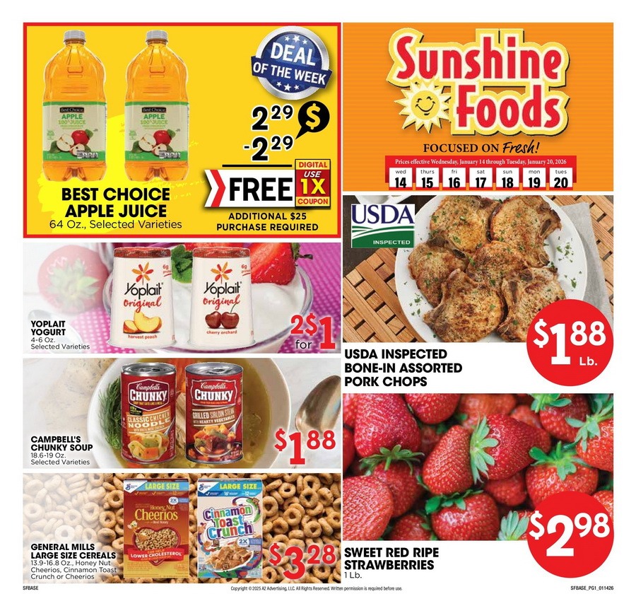 Sunshine Foods Weekly Ad Jan 14 – Jan 20, 2026