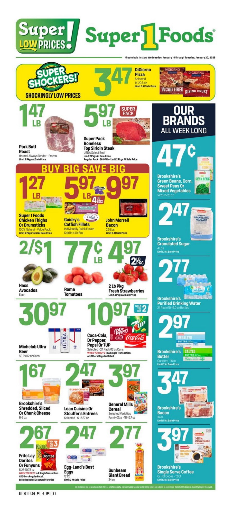 Super 1 Foods Weekly Ad Jan 14 – Jan 20, 2026