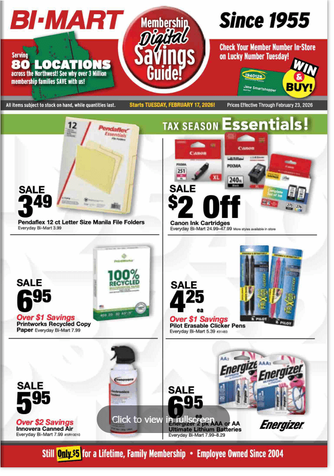 Bi-Mart Membership Digital Savings Guide Feb 17 – Feb 23, 2026