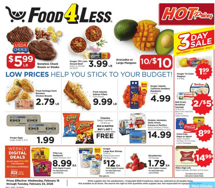 Food 4 Less Weekly Ad Feb 18 – Feb 24, 2026