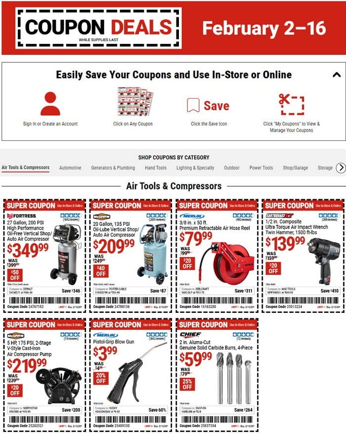 Harbor Freight Coupon Sale Feb 02 – Feb 16, 2026
