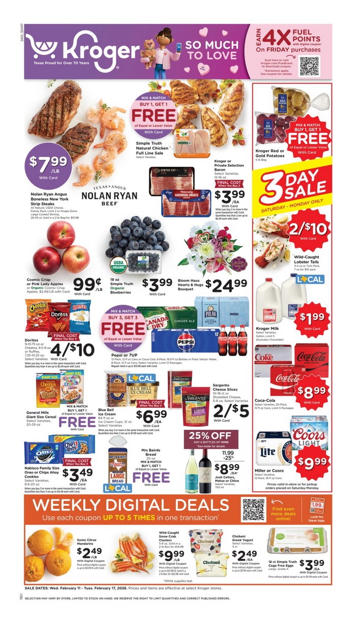Kroger Weekly Ad Feb 11 – Feb 17, 2026 (Valentine's Day Promotion Included)