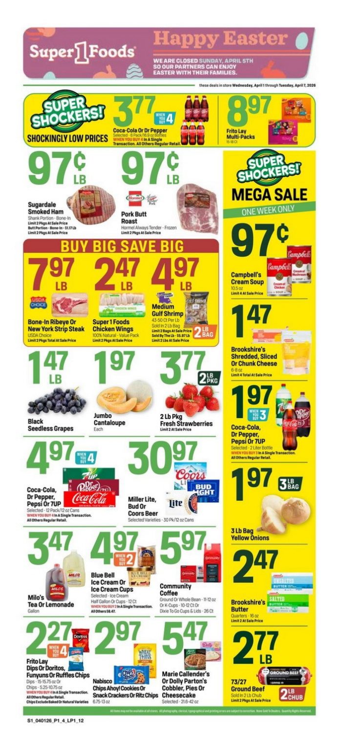 Super 1 Foods Weekly Ad Apr 01 – Apr 07, 2026 (Easter Promotion Included)