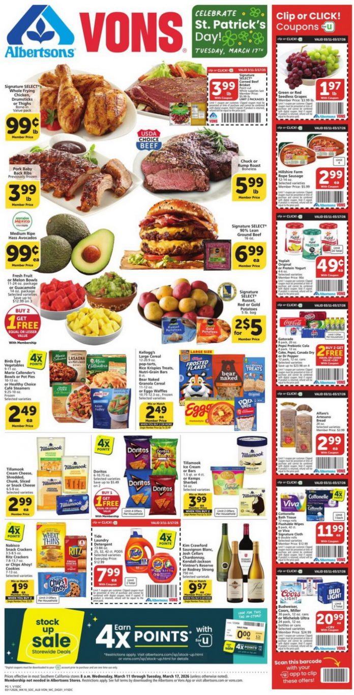 Vons Weekly Ad Mar 11 – Mar 17, 2026 (Saint Patrick's Day Promotion ...