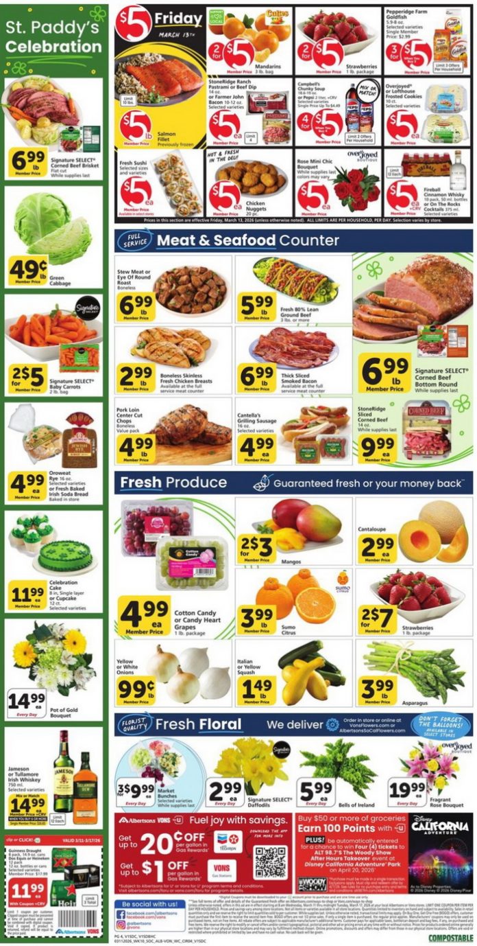 Vons Weekly Ad Mar 11 – Mar 17, 2026 (Saint Patrick's Day Promotion ...