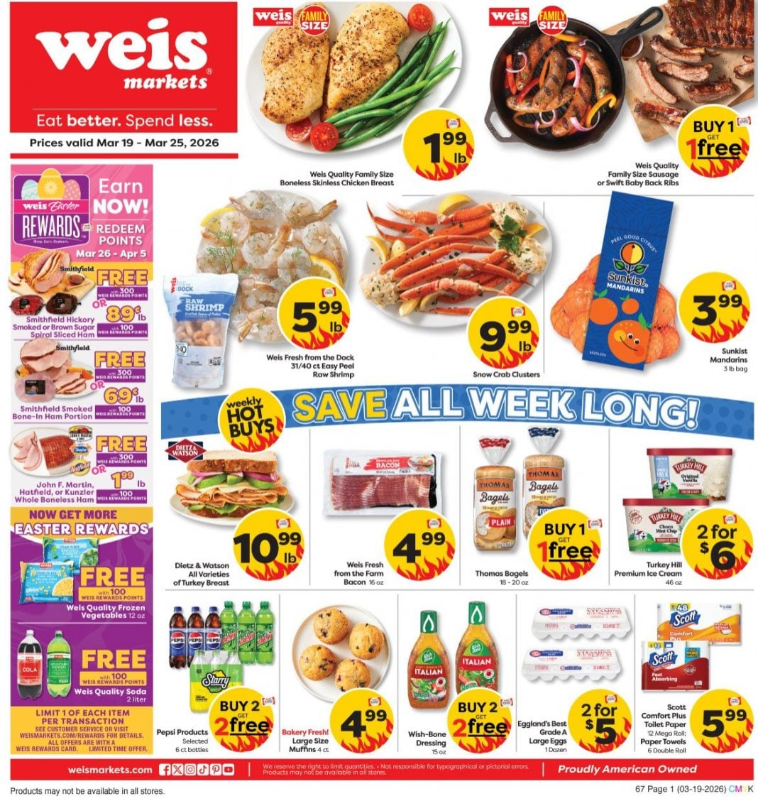 Weis Markets Weekly Ad Mar 19 – Mar 25, 2026 (Easter Promotion Included)