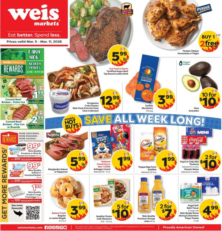 Weis Markets Weekly Ad Mar 05 – Mar 11, 2026 (Saint Patrick's Day ...