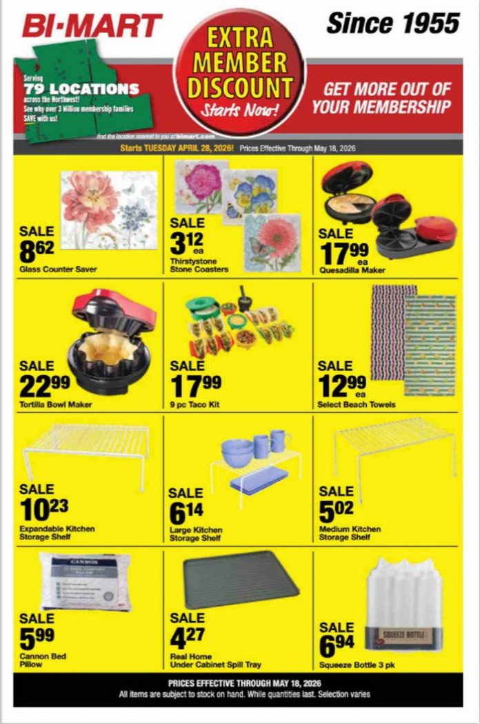 Bi-Mart Extra Member Discount Sale Apr 28 – May 18, 2026