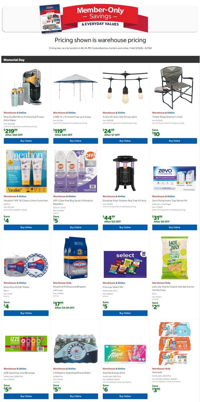Costco Member-Only Savings May 11 – Jun 07, 2026