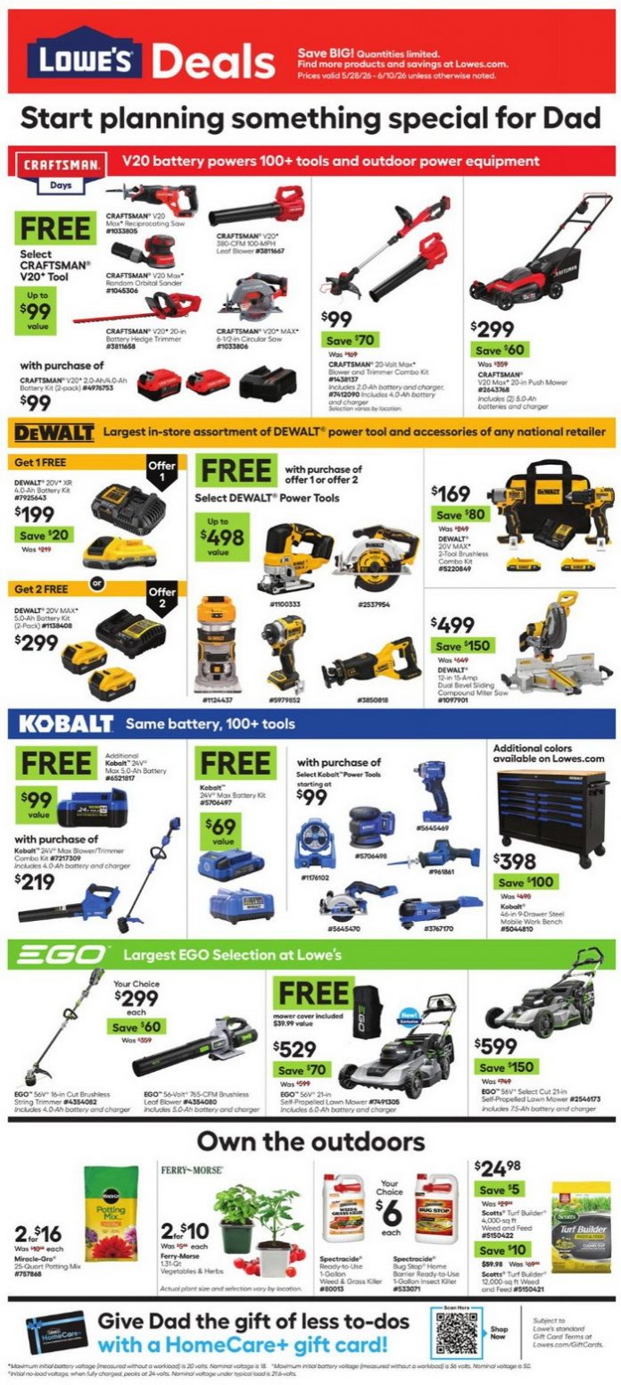 Lowe's Weekly Ad May 28 – Jun 10, 2026 (Father's Day Promotion Included)