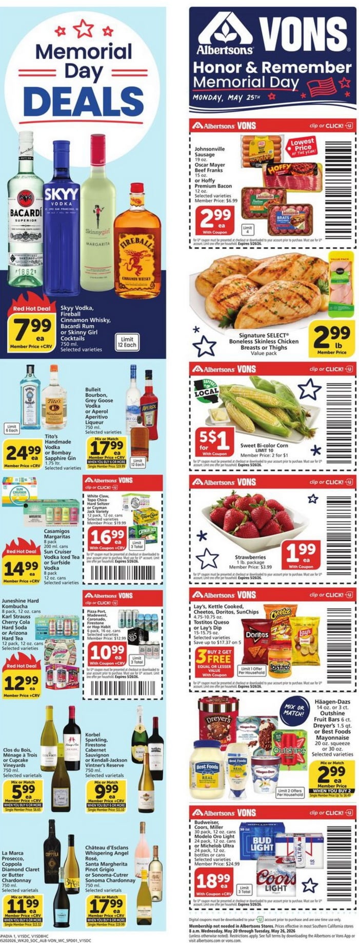 Vons Weekly Ad May 20 – May 26, 2026 (Memorial Day Promotion Included)