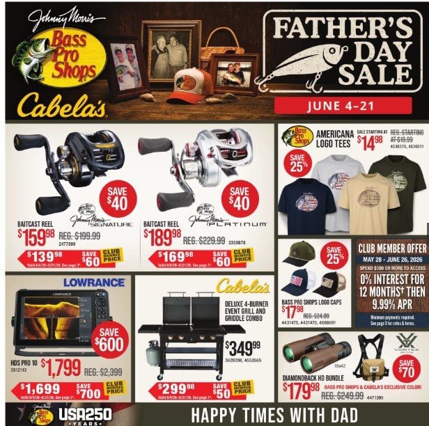 Bass Pro Shops Father's Day Sale Jun 04 – Jun 21, 2026